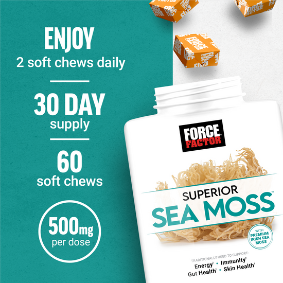 Force Factor Superior Sea Moss Soft Chews, Premium Irish Sea Moss to S ...